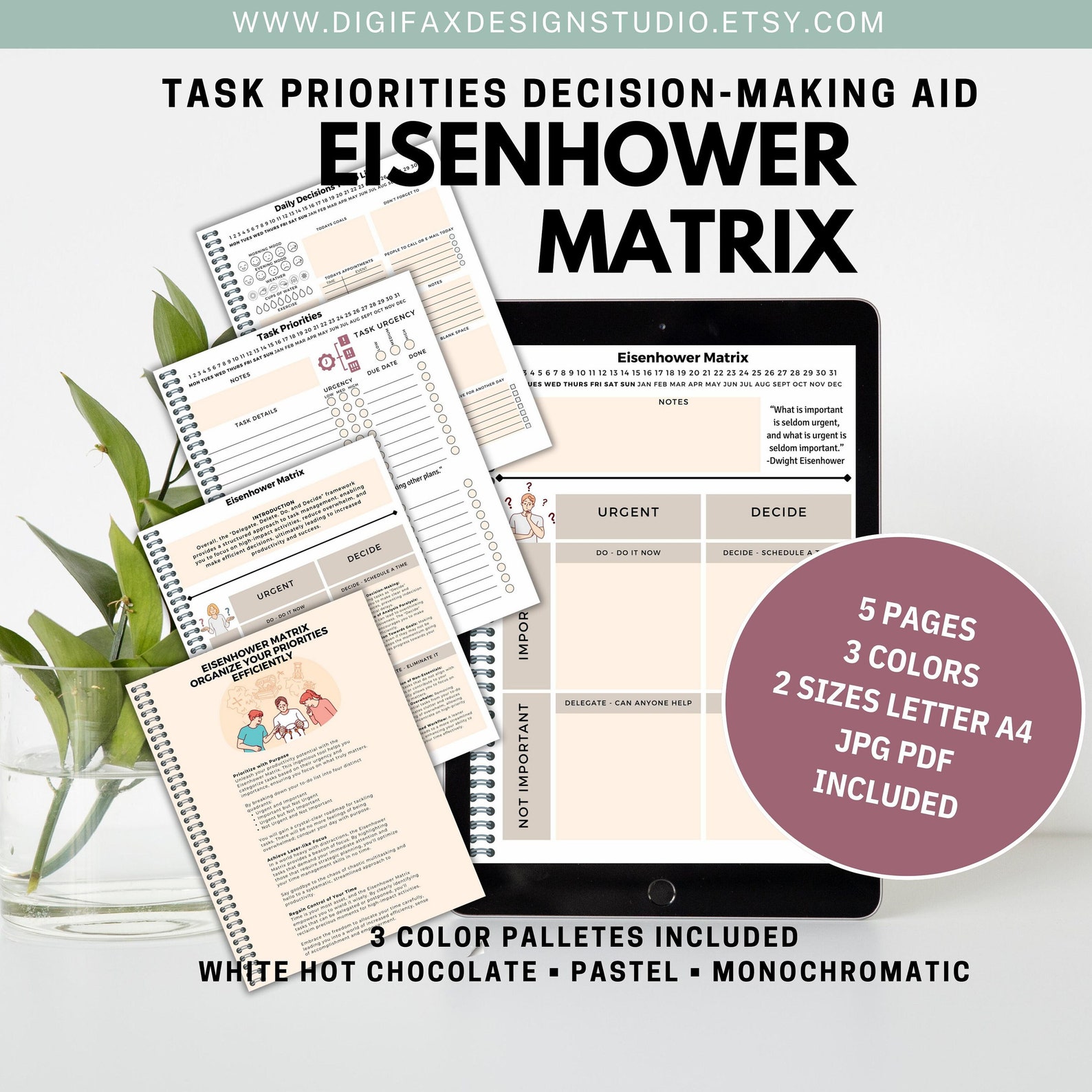 Decision Planner Printable Decision Making Worksheet Eisenhower Matrix ...