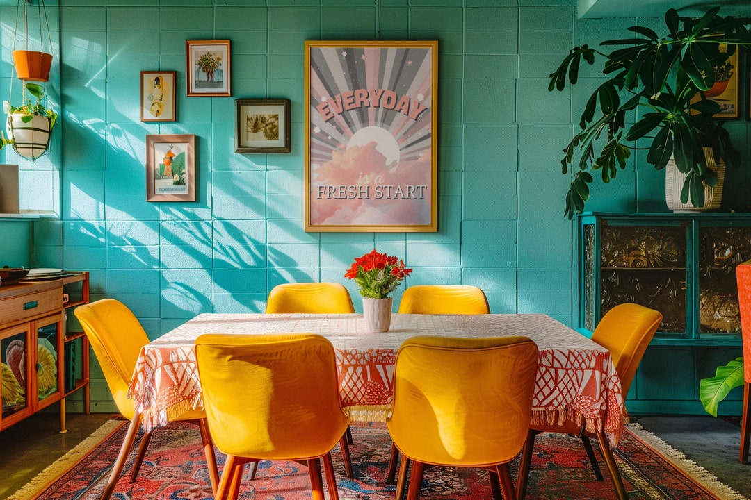 Pink Motivational Poster, Everyday is a Fresh Start, Retro Aesthetics ...