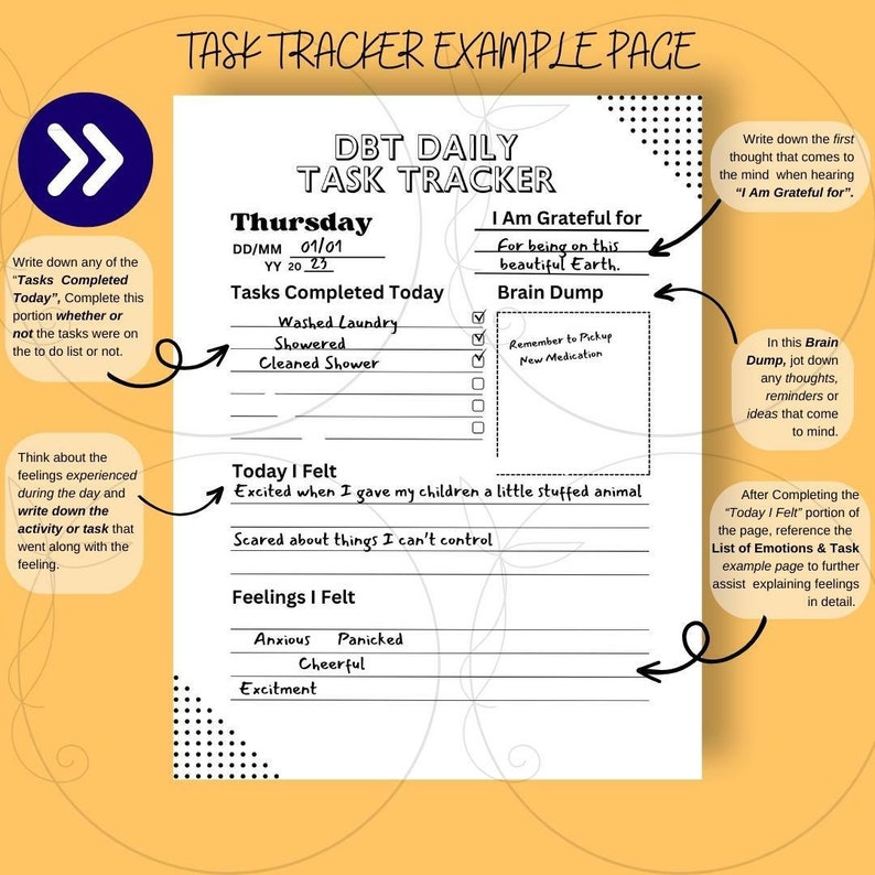 DBT Workbook Sheets, Emotions TRACKER, Daily Mood Journal, Social ...