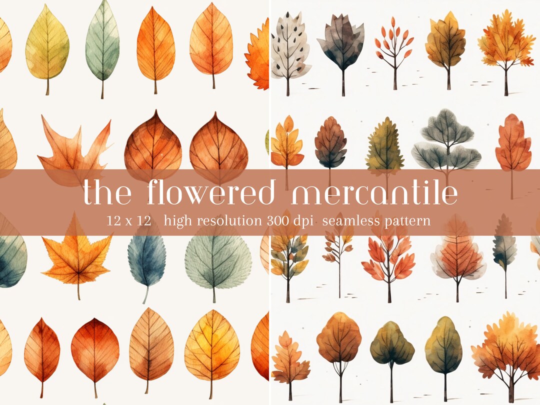 Fall Leaves Digital Paper Fall Trees Pattern Fall Decor - Etsy