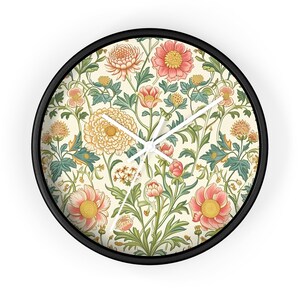 Floral Wall Clock, William Morris Style Wildflower Clock, Decorative ...