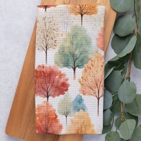 Christmas Trees Kitchen Towel, Holiday Tea Towel, Winter Dish Towel ...