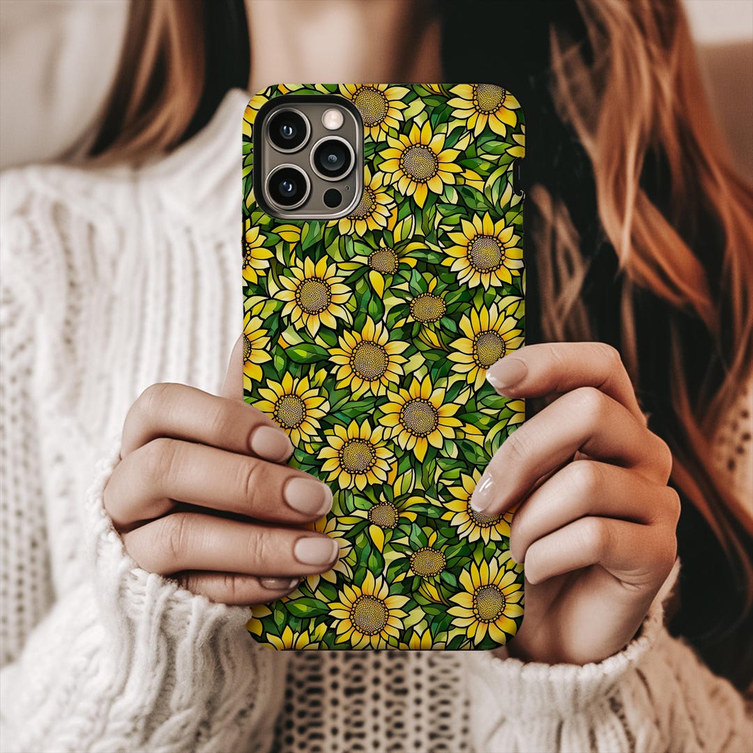 Sunflower Stained Glass Effect Phone Case: Floral Iphone, Samsung ...