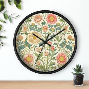 Floral Wall Clock, William Morris Style Wildflower Clock, Decorative ...