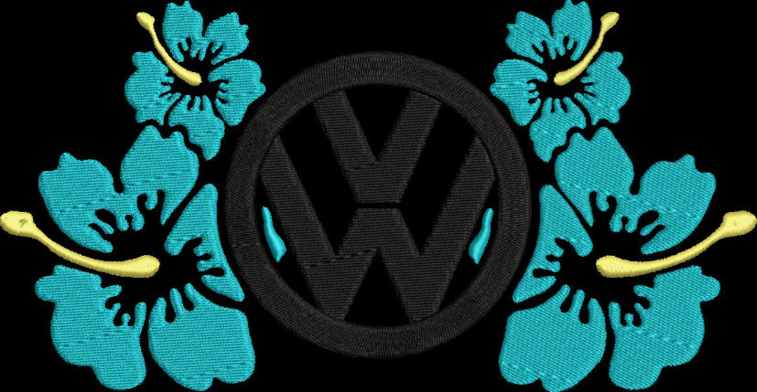 VW Flower - Embroidery Files - 2 Sizes - Dst,exp,hus,inf,jef,pcs,pec ...