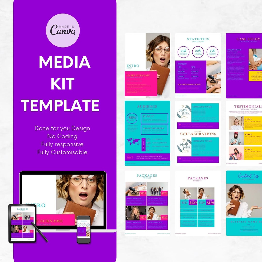 Media Kit Canva Template Instant Download Influencer Media Etsy