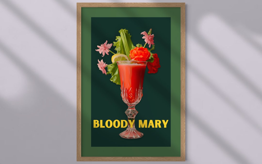 BLOODY MARY Cocktail Poster Maximalist Wall Art Trendy Drink Print Instant Digital Download ...