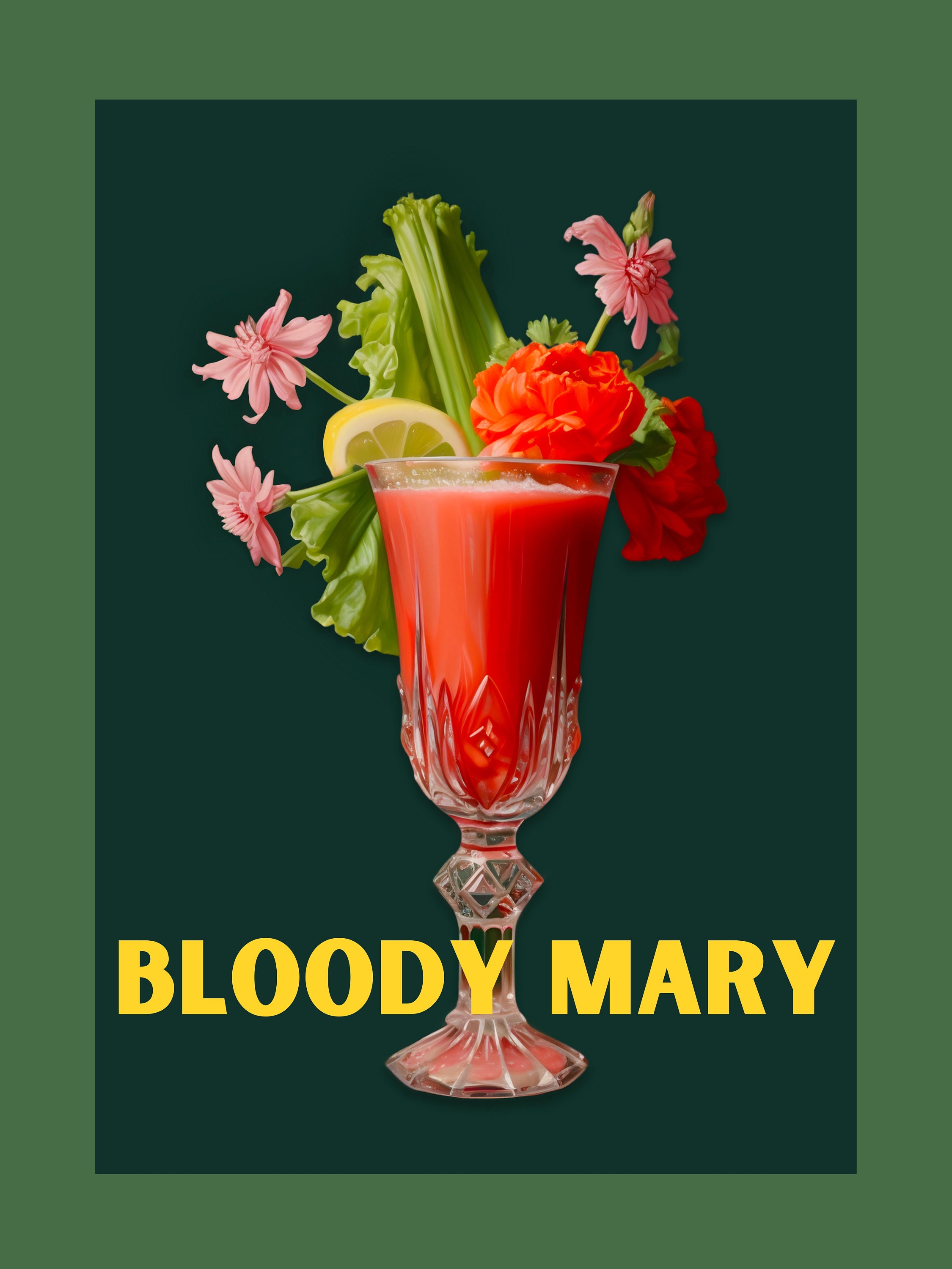 BLOODY MARY Cocktail Poster Maximalist Wall Art Trendy Drink Print Instant Digital Download ...