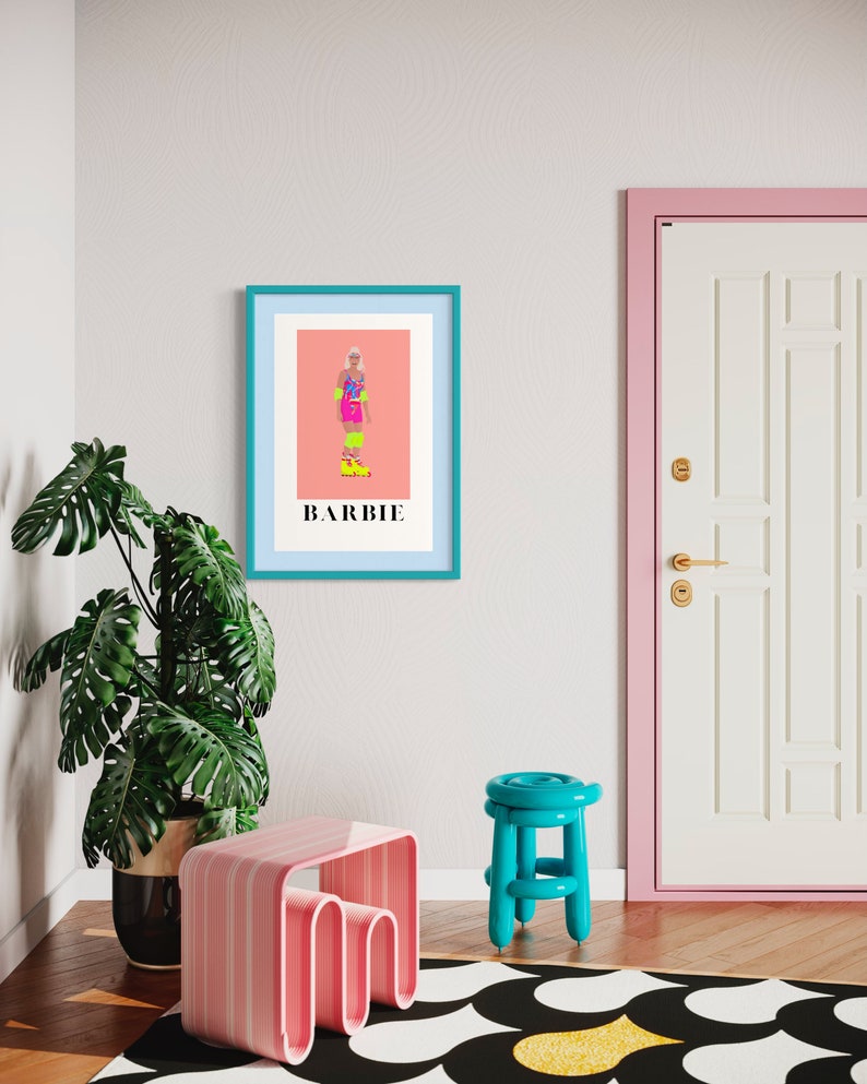 Barbie Inspired Faceless Portrait Illustration Eclectic Wall Art ...