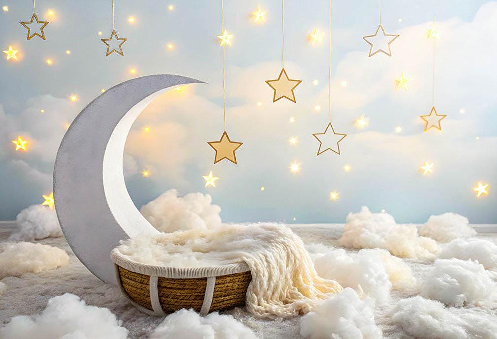 Newborn Digital Backdrop, Moon and Stars Newborn Background, Photoshop ...