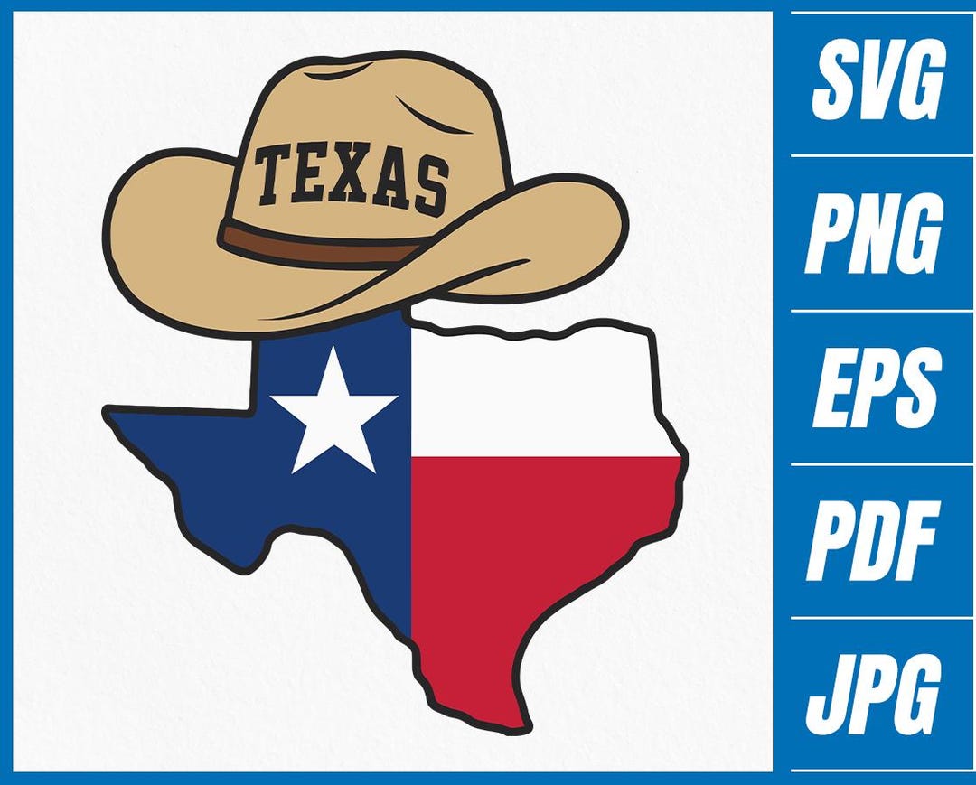Texas State Outline With Cowboy Hat | Texas Flag Clipart | Western Svg ...