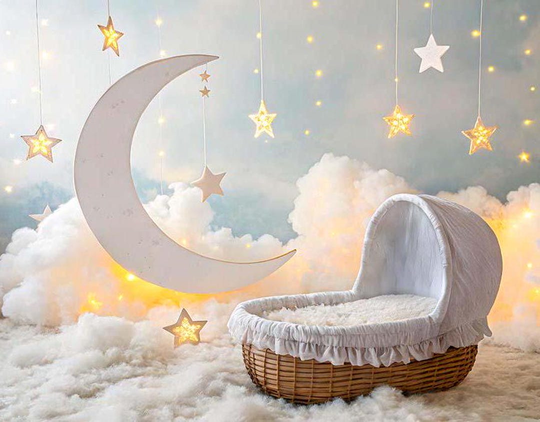 Newborn Digital Backdrop, Moon and Stars Newborn Background, Photoshop ...