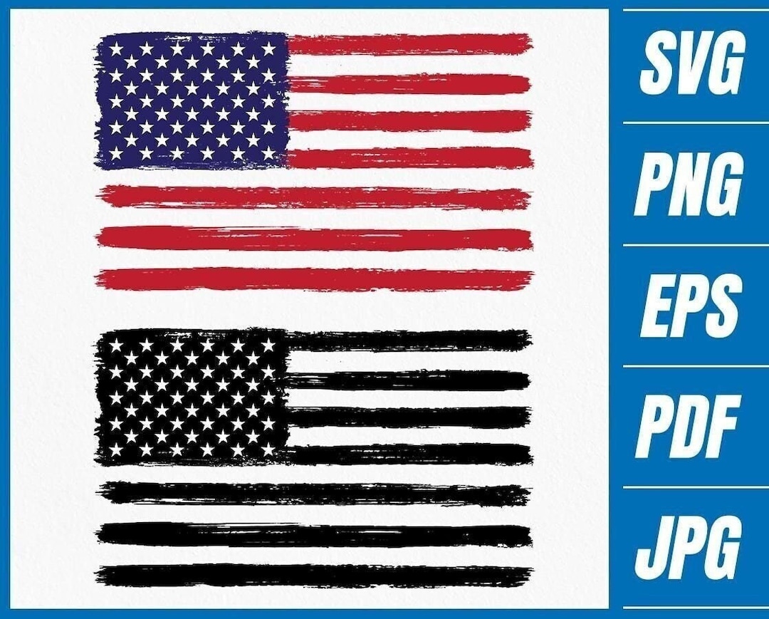 Distressed American Flag SVG, American Flag Silhouette, USA Flag, Black ...