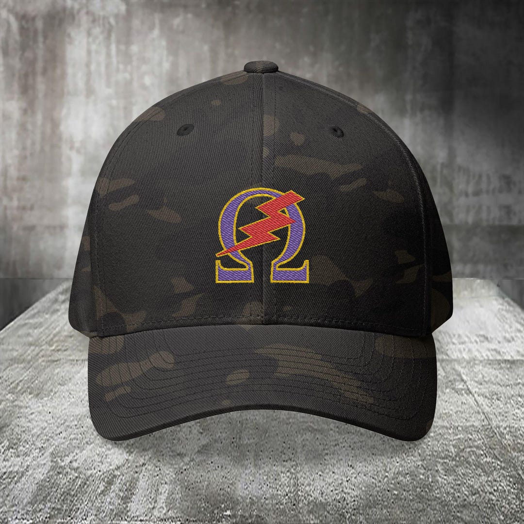 Omega Embroidered Lightning Bolt Fitted Cap | Omega Psi Phi Cap | Hat ...