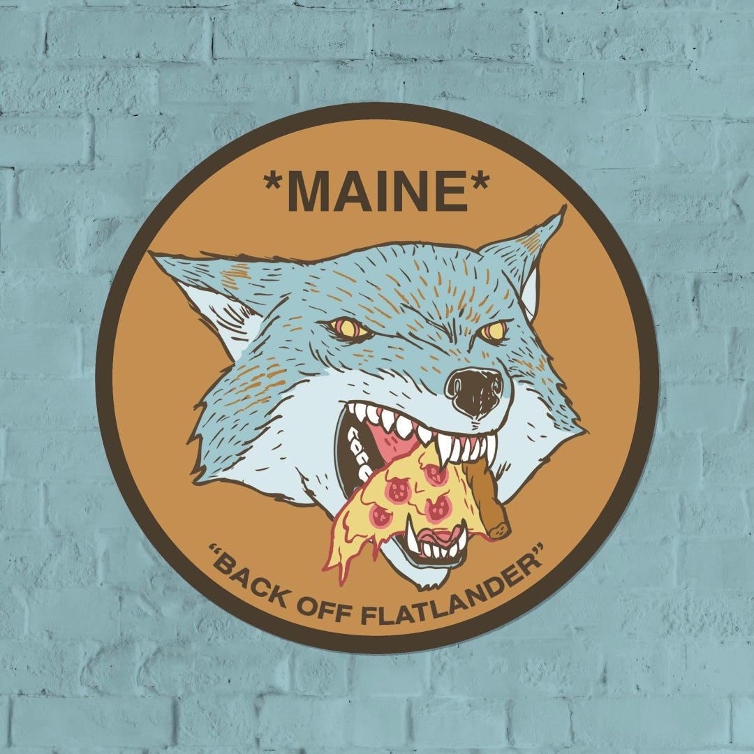 Maine Pizza Wolf Vinyl Sticker - Etsy