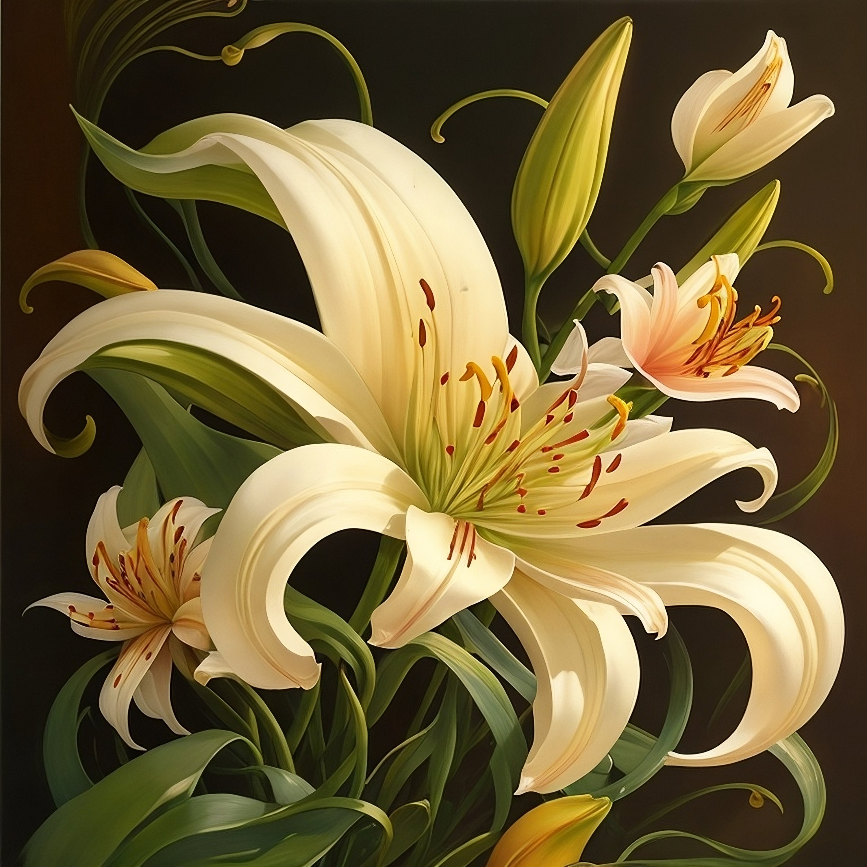 Digital Print Collection, Lilies, Flowers, Lily Flowers, Digital ...