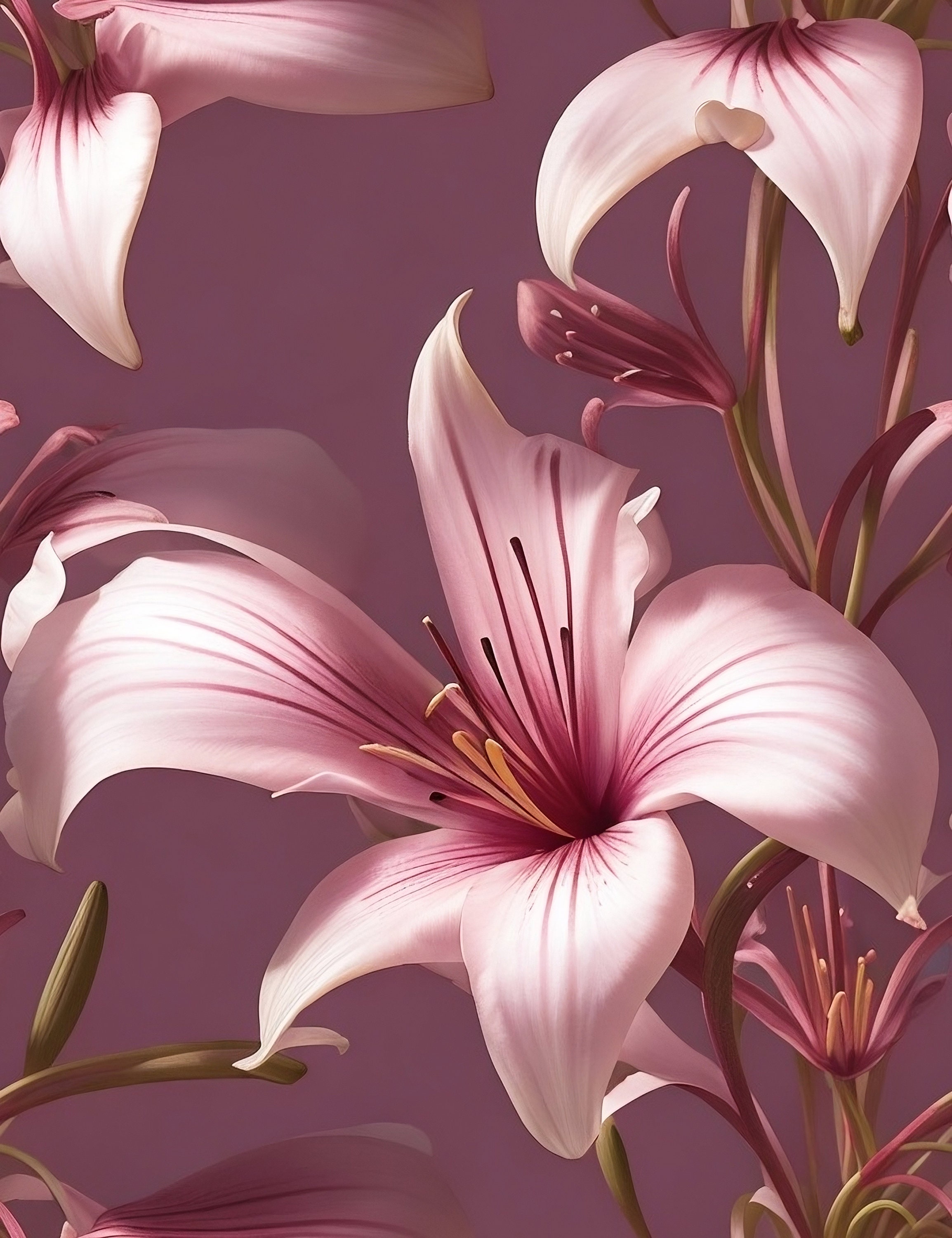 Digital Prints, Digital Images, Lily Flowers, Lilies, Purples/pinks ...