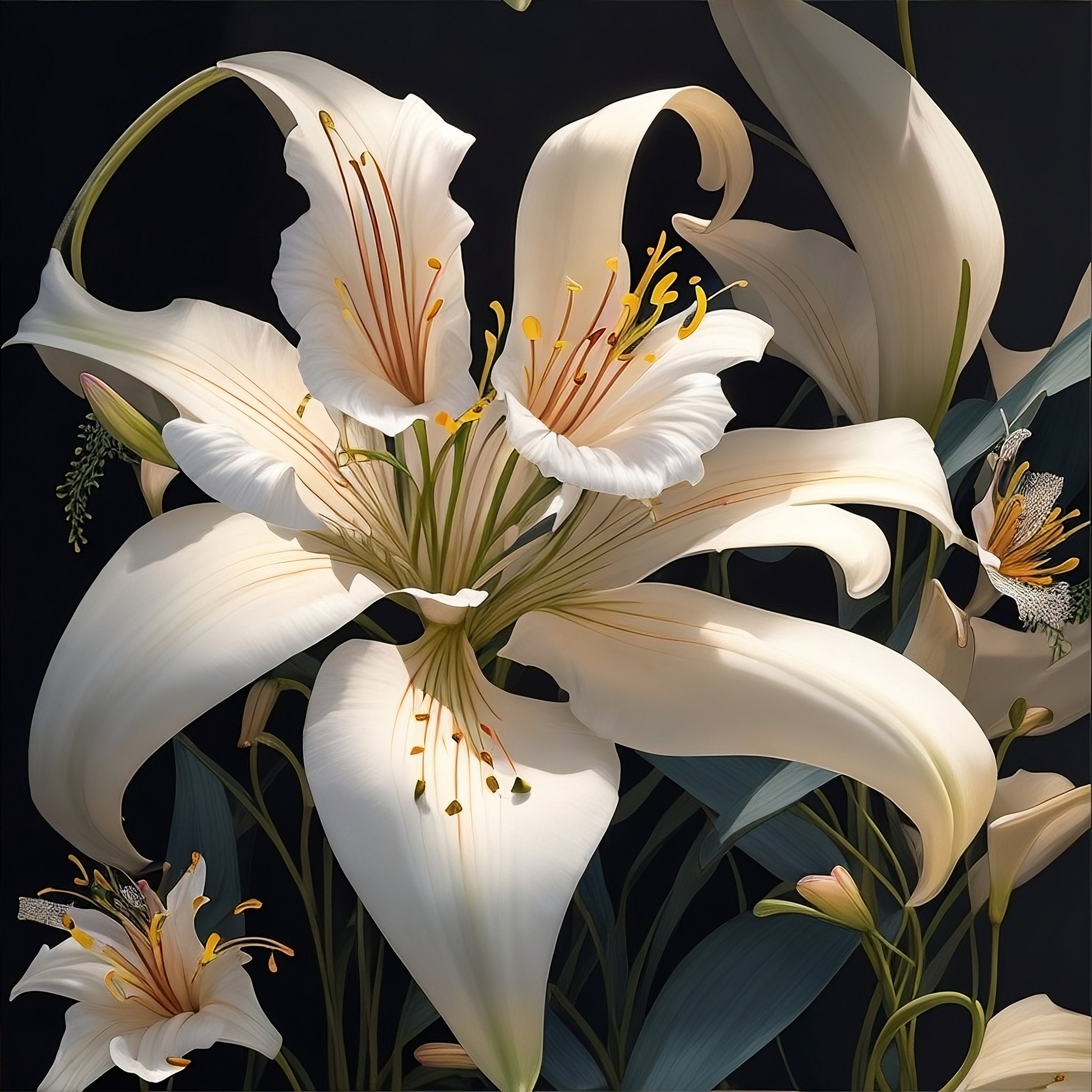 Digital Print Collection, Lilies, Flowers, Lily Flowers, Digital ...