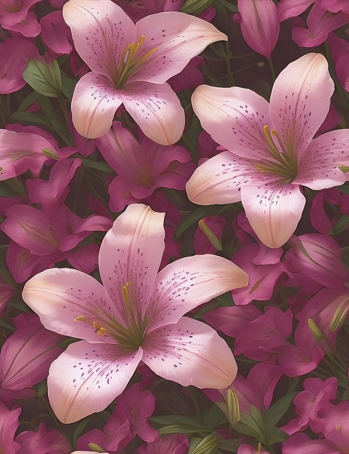 Digital Prints, Digital Images, Lily Flowers, Lilies, Purples/pinks ...
