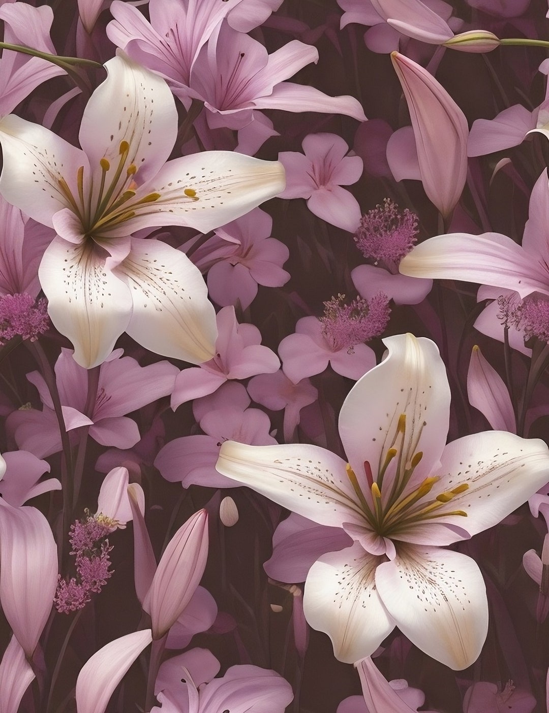 Digital Prints, Digital Images, Lily Flowers, Lilies, Purples/pinks ...