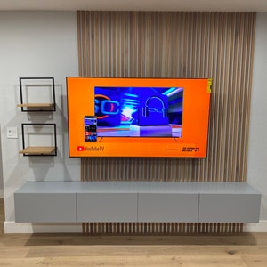 White Oak Floating Media Console - Etsy