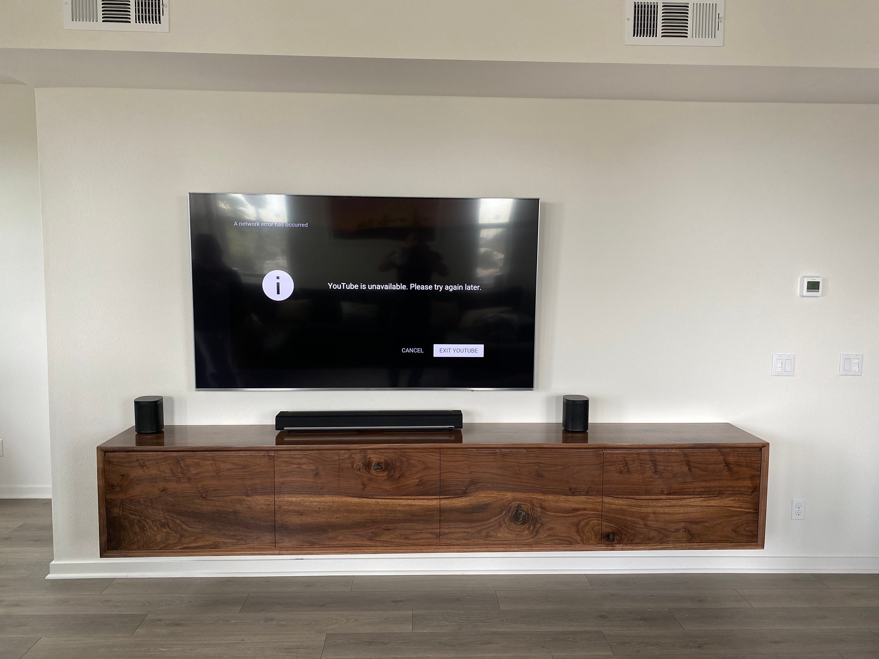Walnut Floating Media Console - Etsy
