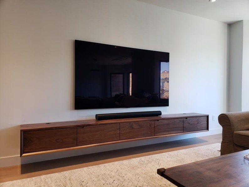 Walnut Floating Media Console - Etsy