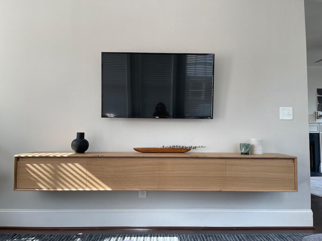 White Oak Floating Media Console - Etsy