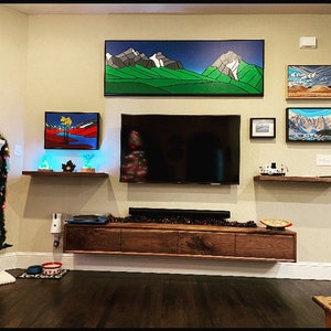 Walnut Floating Media Console - Etsy