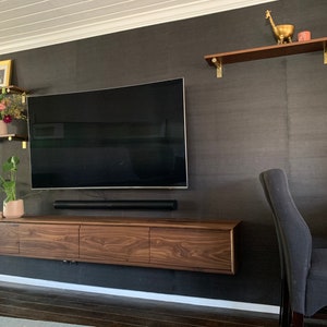 Walnut Floating Media Console - Etsy