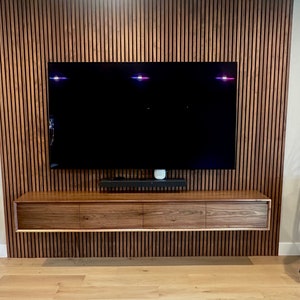 Walnut Floating Media Console - Etsy