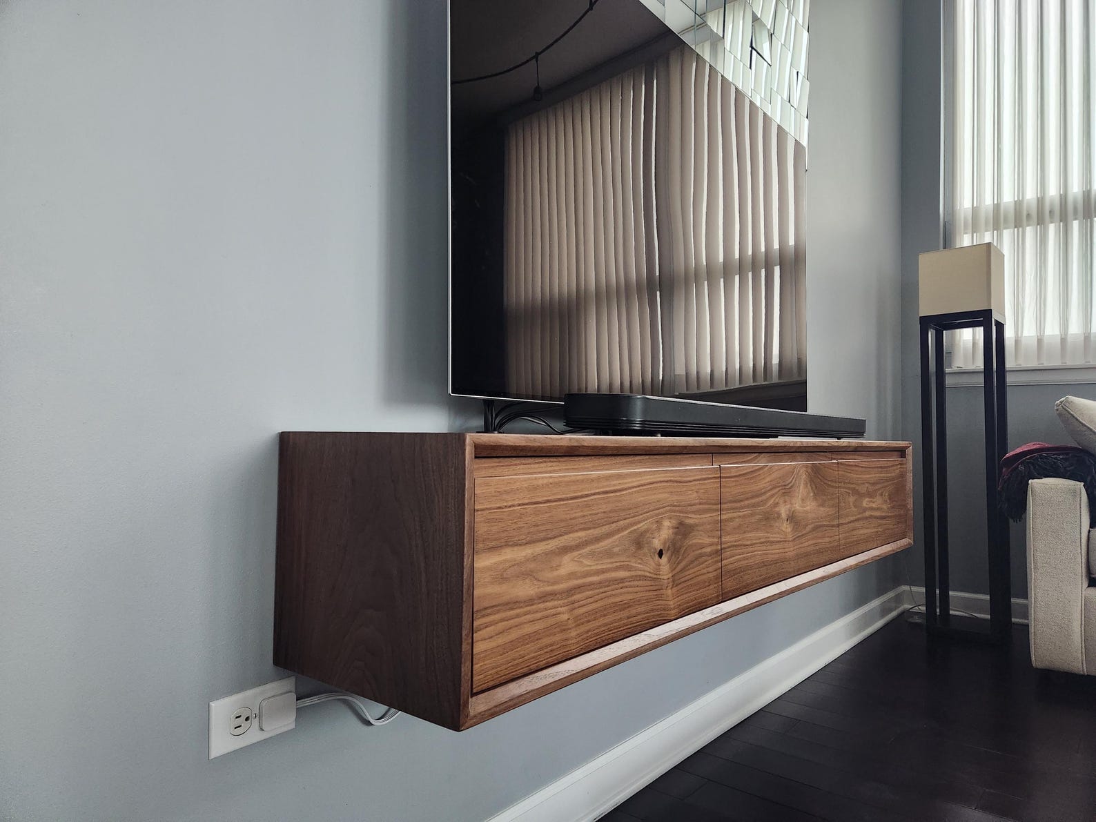 Walnut Floating Media Console - Etsy