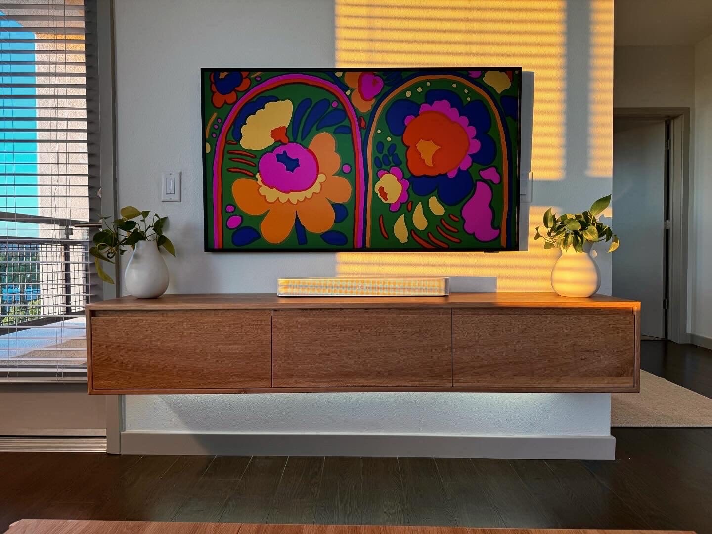 White Oak Floating Media Console - Etsy