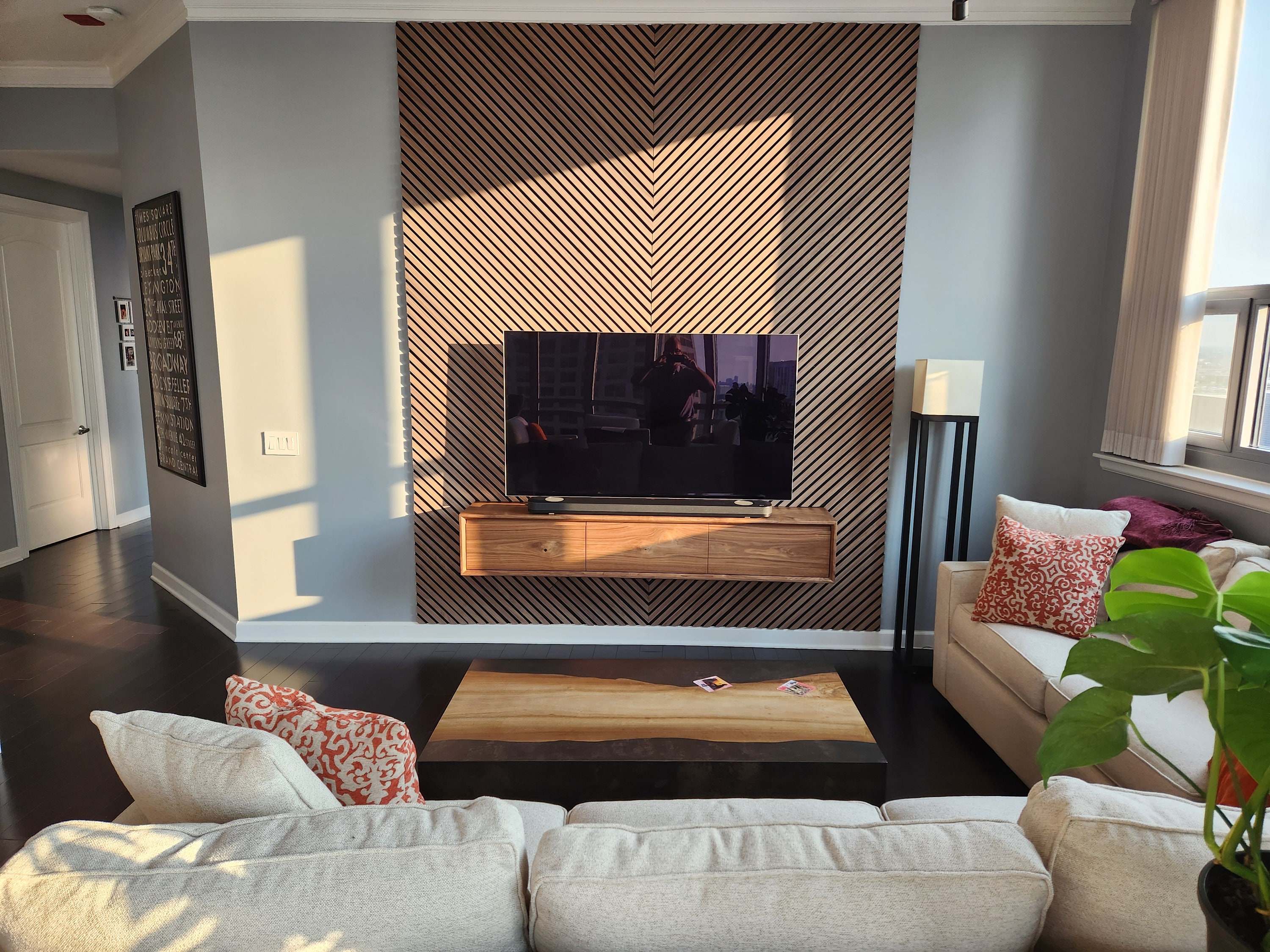 Walnut Floating Media Console - Etsy