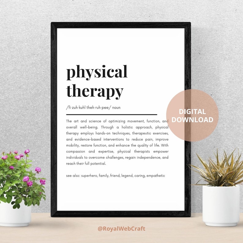 Physical Therapy Gift Definition Wall Art, Gift for Physical Therapist ...
