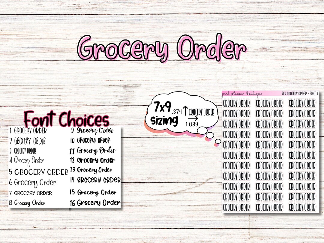 GROCERY ORDER Scripts 7x9 Sized - Etsy