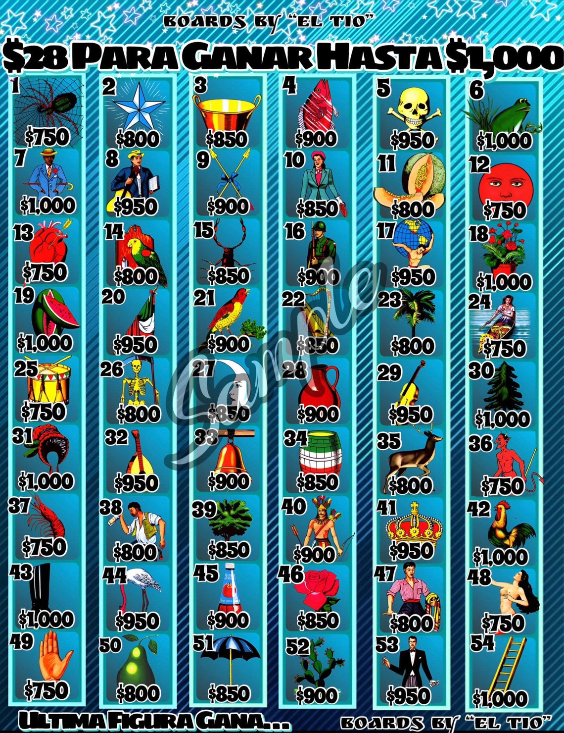 Loteria Board Azul - Etsy