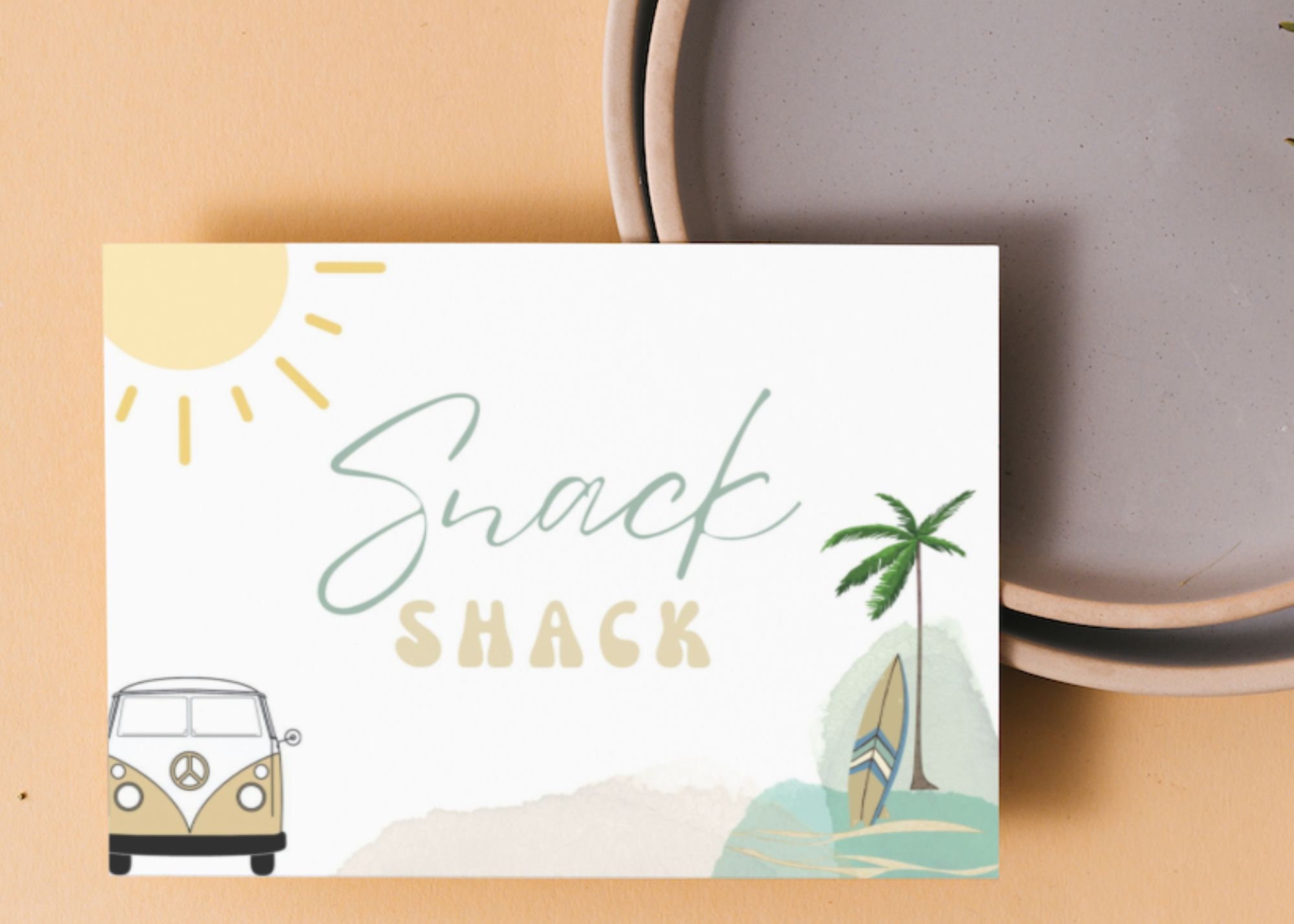 Snack Shack Table Sign, Surfer Birthday, Retro Beach Birthday, Food ...