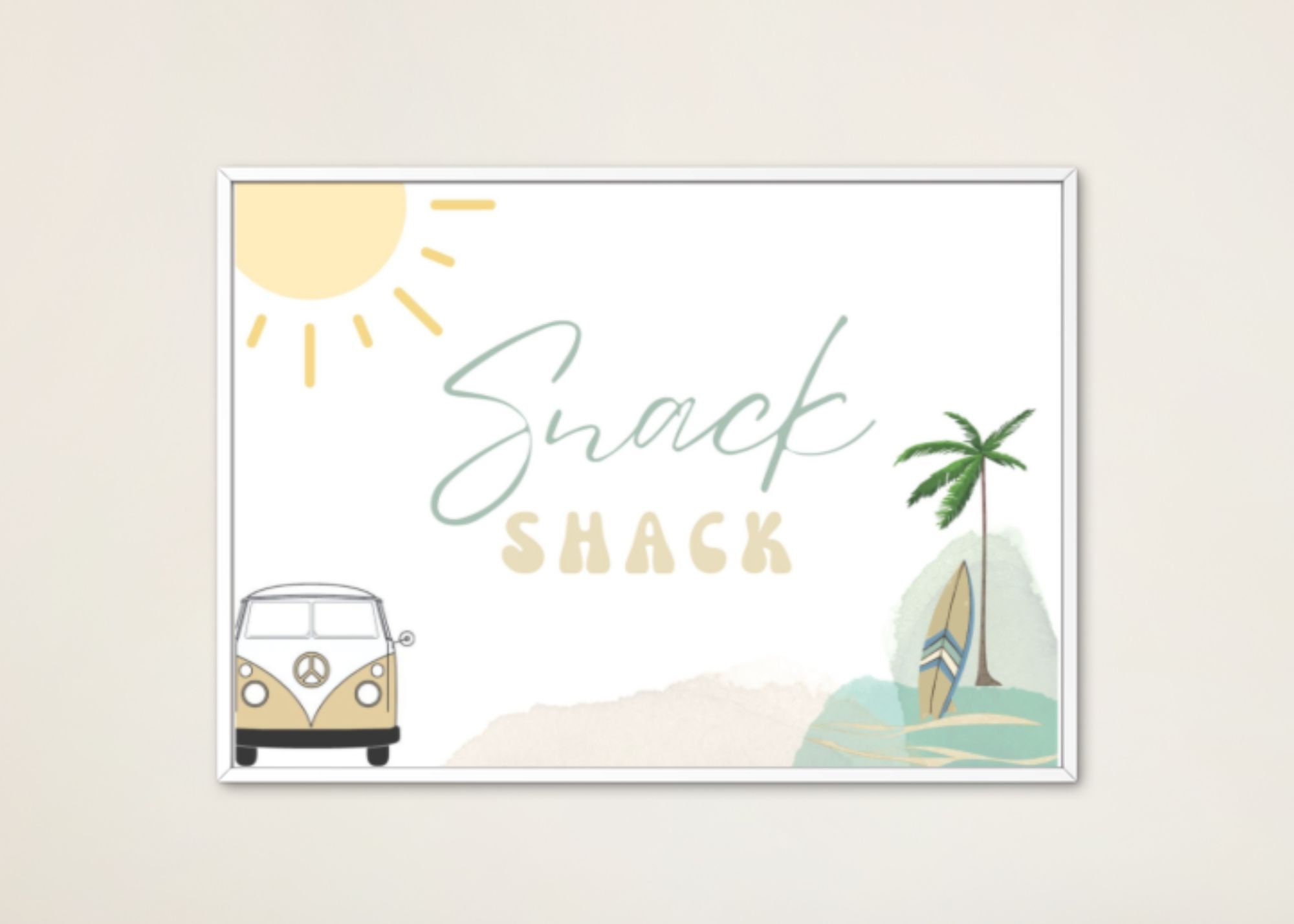 Snack Shack Table Sign, Surfer Birthday, Retro Beach Birthday, Food ...
