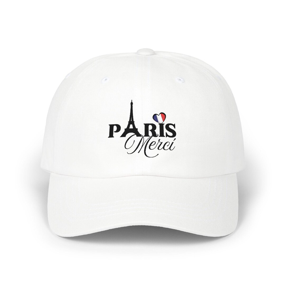 Embroidered Paris Mercí White Baseball Cap Gift French Women's Outdoor ...