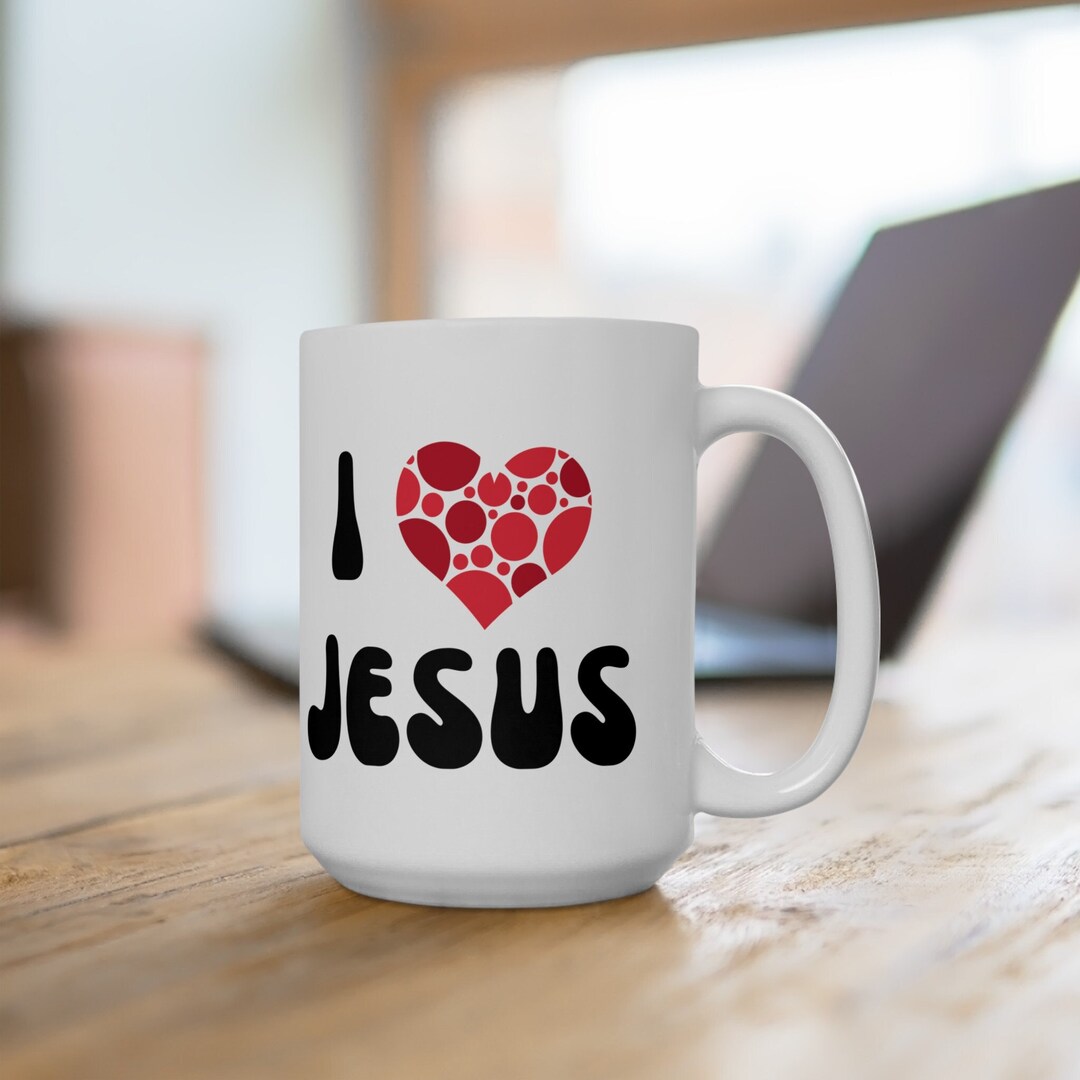 I Love Jesus White Coffee Mug Gift Christian Coffee Cup Religious Pride ...