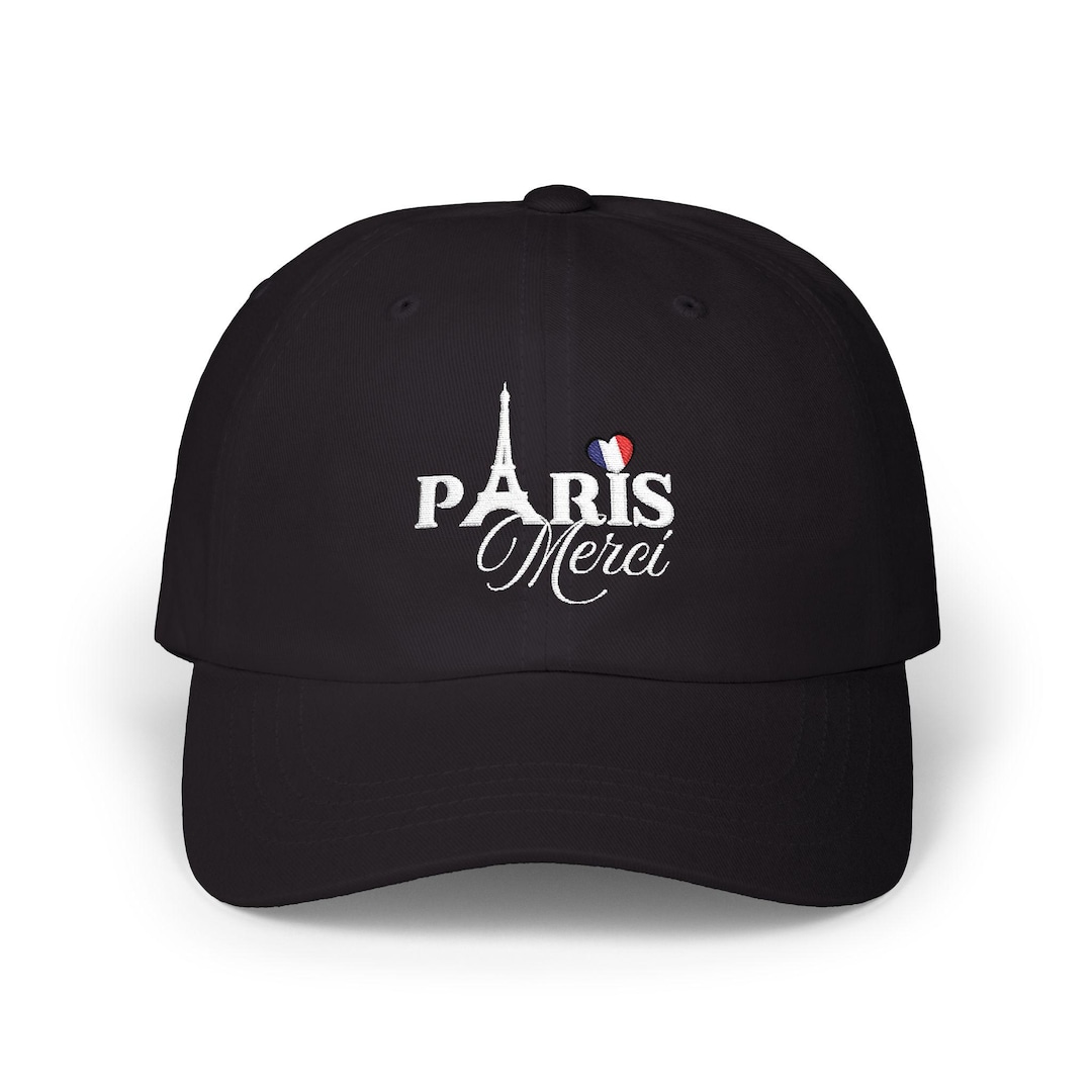 Embroidered Paris Mercí Black Baseball Cap Gift French Women's Outdoor ...