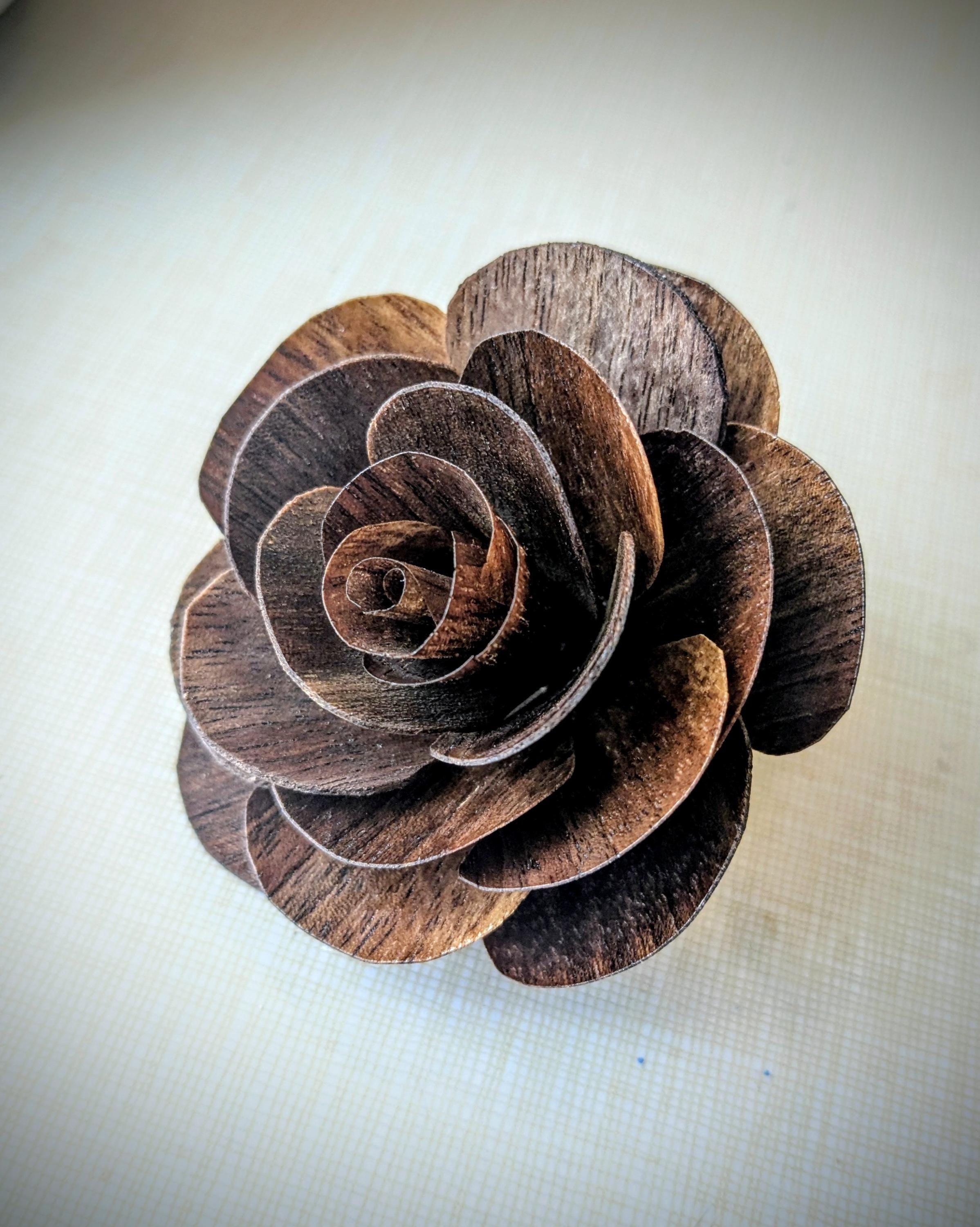 Wood Roses Walnut - Handmade Flowers for Wreath or Shelf Decor - Etsy