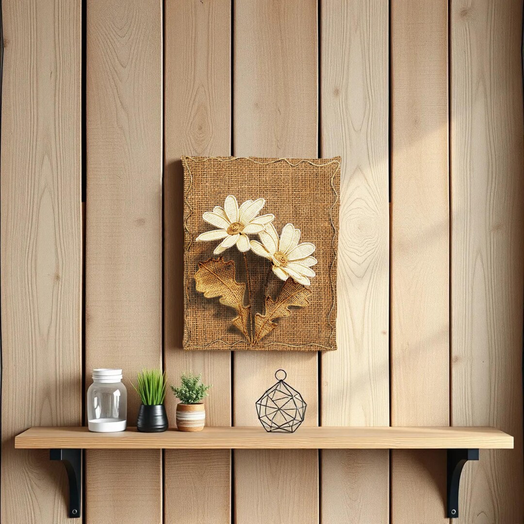 Denim & Burlap Daisy Wall Hanging – Handmade Rustic Flower Art – 8x10 ...