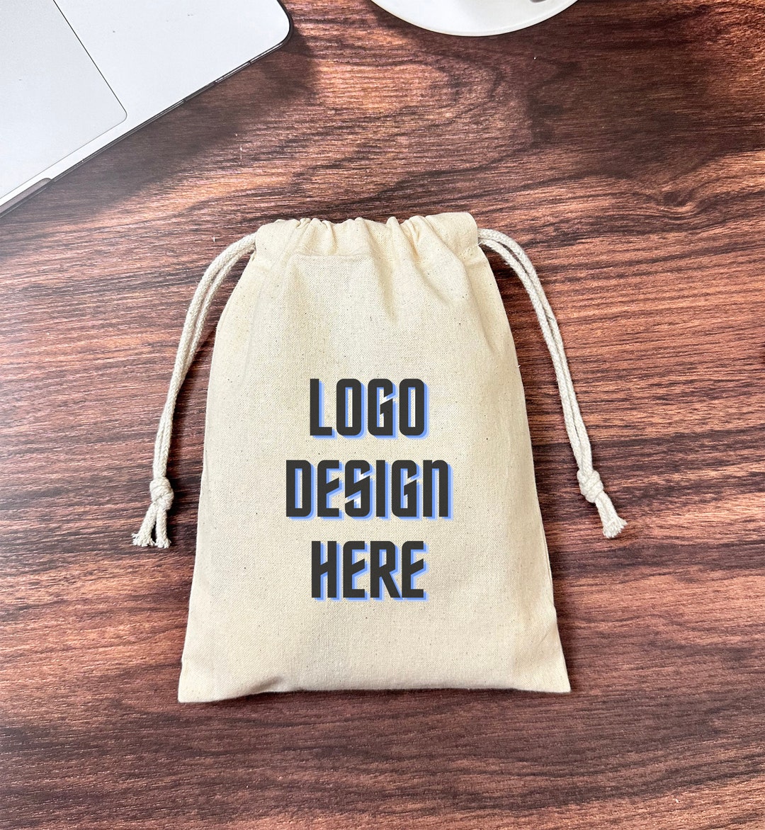 Set of 100 Plain Natural Organic Cotton Bag With Grosgrain Ribbon ...