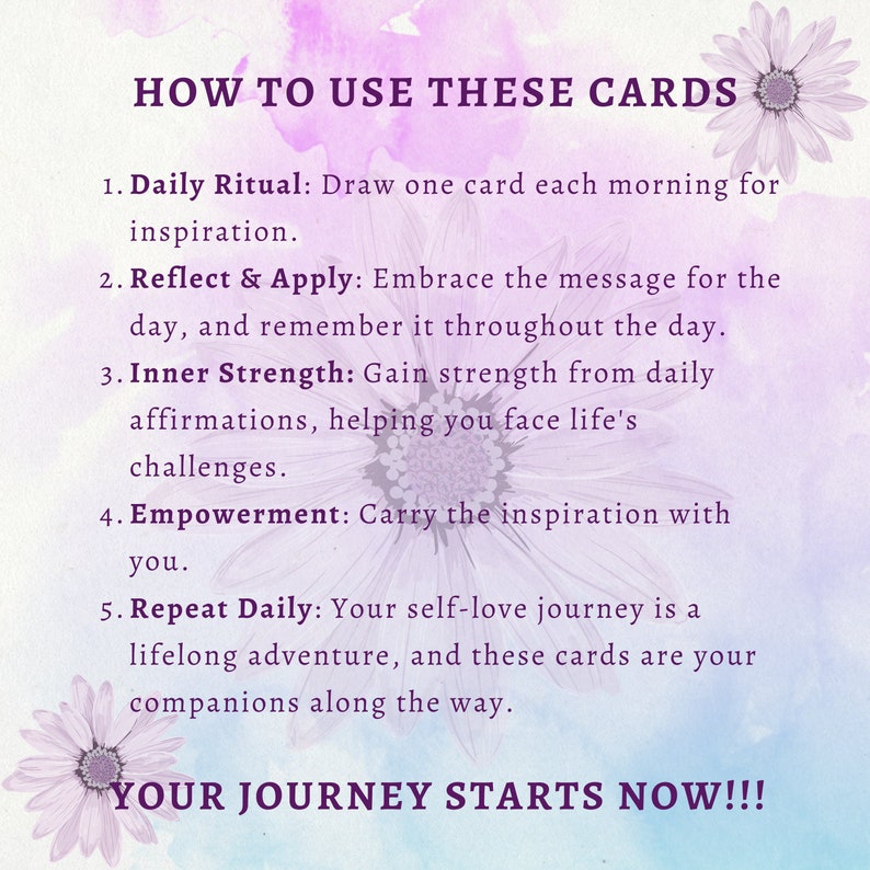Self-love Always Remember Message and Affirmation Cards Plus Guidebook ...
