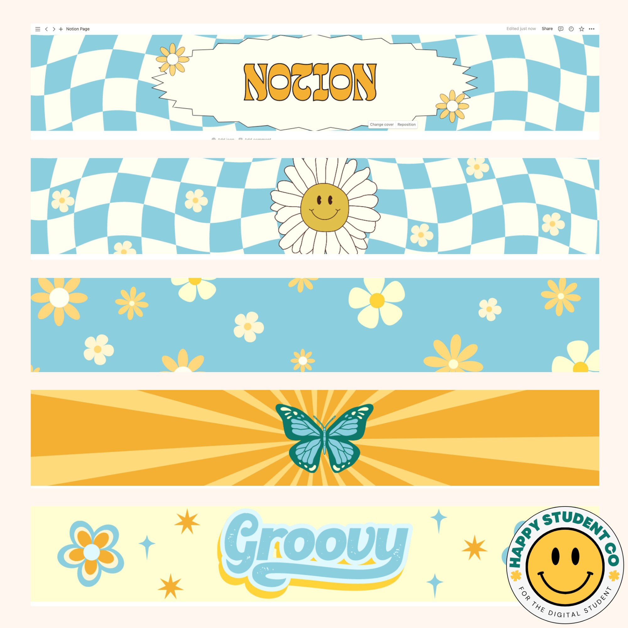 Notion Covers ~ Retro Notion Covers ~ 5 Pack ~ Retro Notion Designs - Etsy