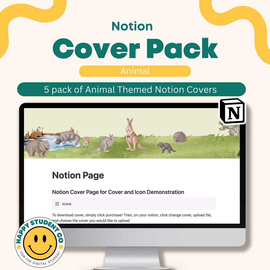 Notion Covers ~ Animal Themed Notion Bundle ~ 5 Pack Notion Banners ...