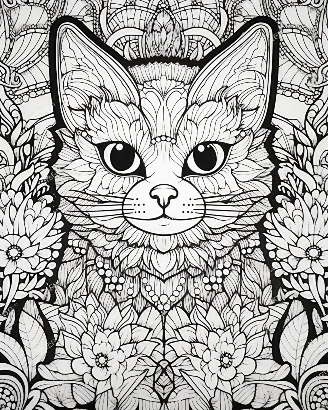 12 Cat's Portraits: Coloring Pages for Adults Digital - Etsy