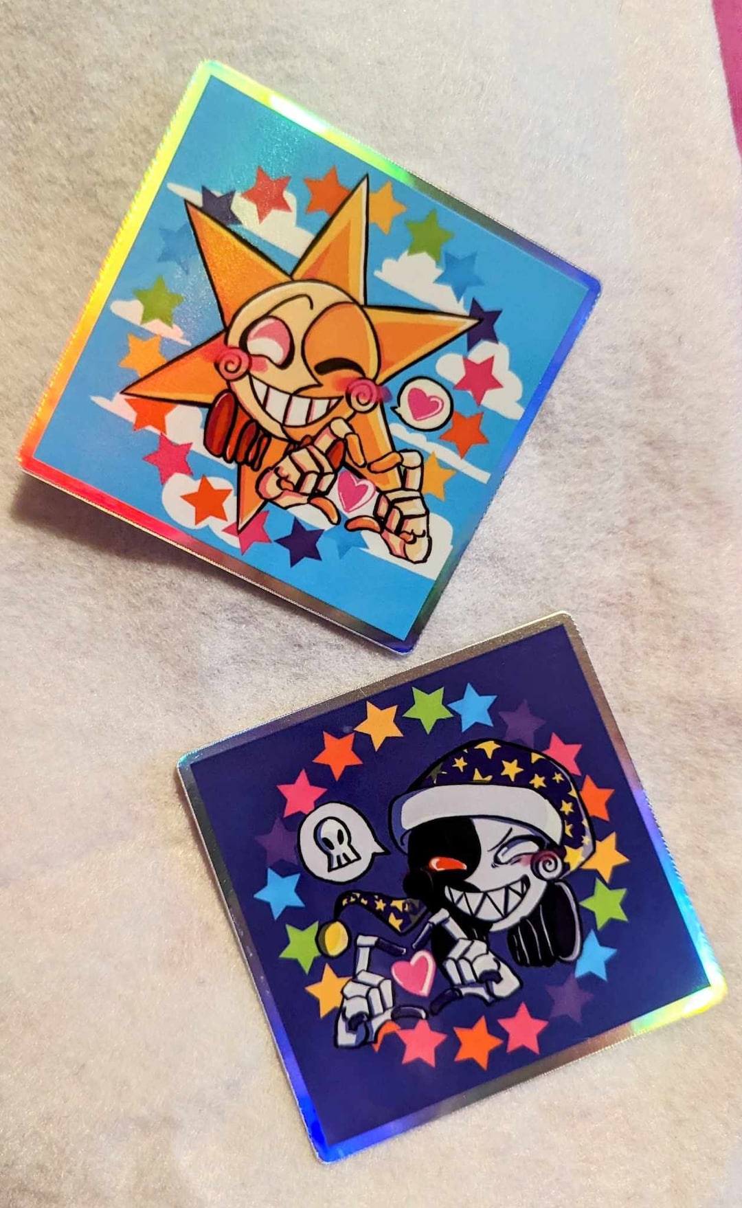 2.5'' FNAF Sundrop and Moondrop Holo-border Stickers - Etsy